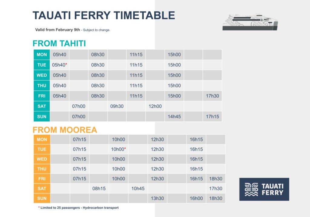 Schedules - Apetahi Express & Tauati Ferry